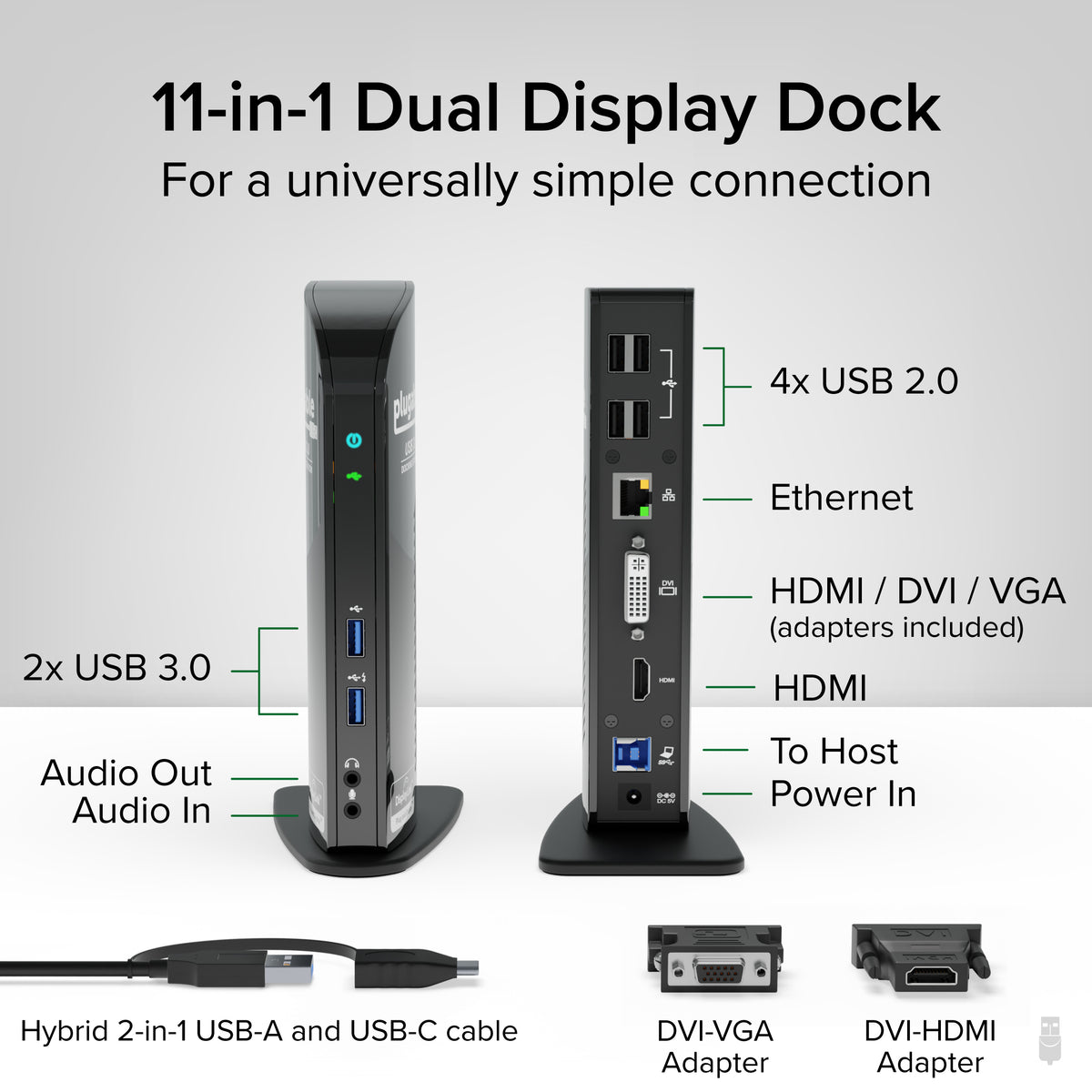 Plugable Universal Dual Monitor Docking Station - UD-3900 (Prior Versi ...