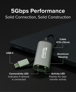 Plugable USB-C to 5GbE Ethernet Adapter ~ Plugable Technologies