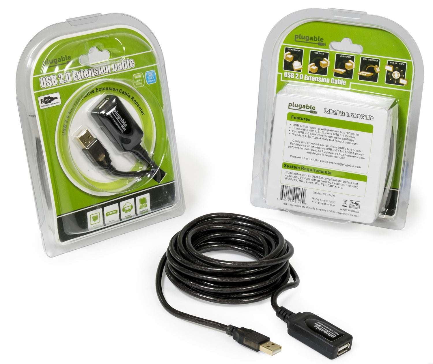 Plugable USB 2.0 Active Extension Cable (5m/16′) ~ Plugable Technologies