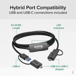 Plugable USB Data Transfer Cable with USB-C Adapters, 6.6ft ~ Plugable Technologies