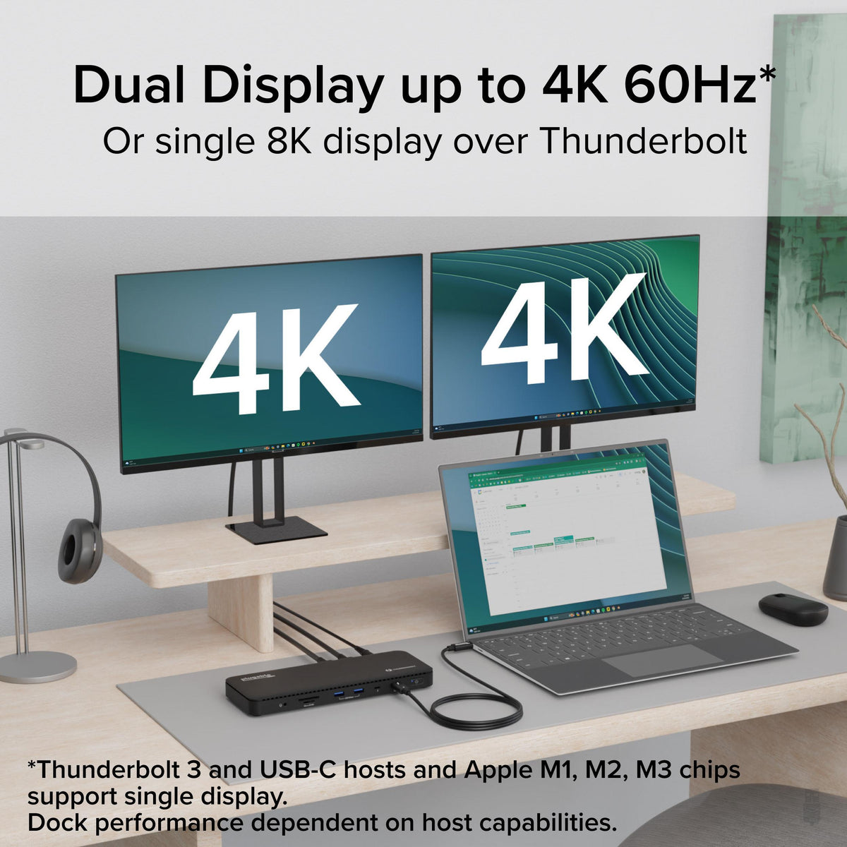 Plugable Thunderbolt 4 Dock for 4K Dual Monitors or Single 8K, 100W La ...