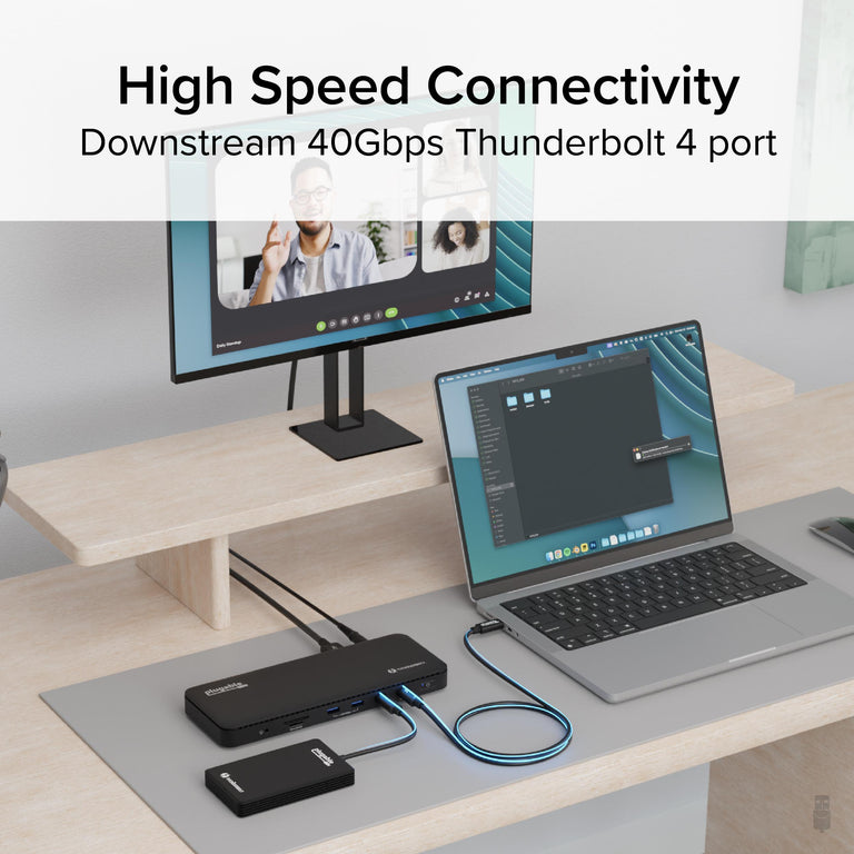 Plugable Thunderbolt 4 Dock for 4K Dual Monitors or Single 8K, 100W La ...