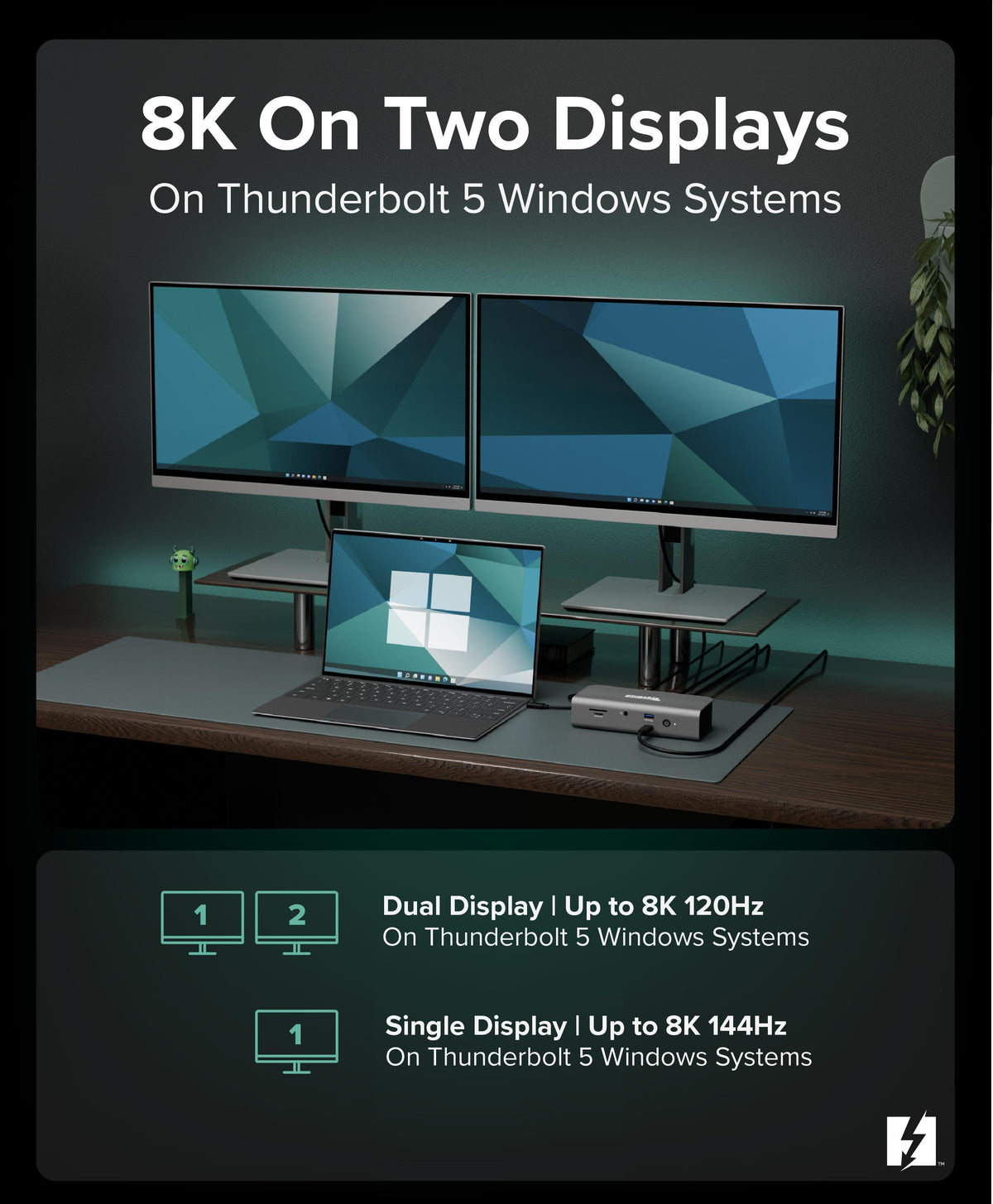 Plugable Thunderbolt 5 Dock with 3x Thunderbolt 5 Ports, 140W Laptop C ...