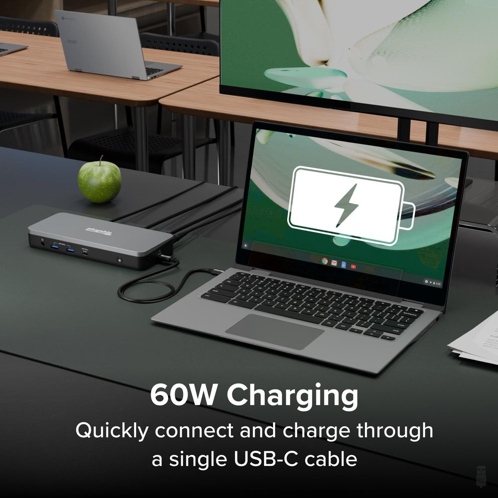Plugable USB-C Dual Monitor Docking Station, Certified Works with Chro ...