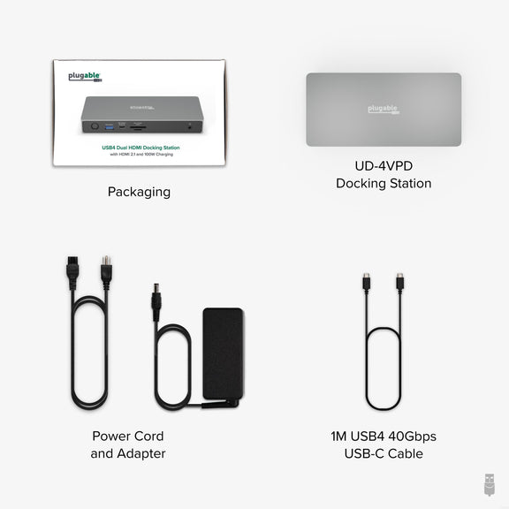 Plugable USB4 Dual Monitor Docking Station with 4K 120Hz HDMI, 100W Ch ...