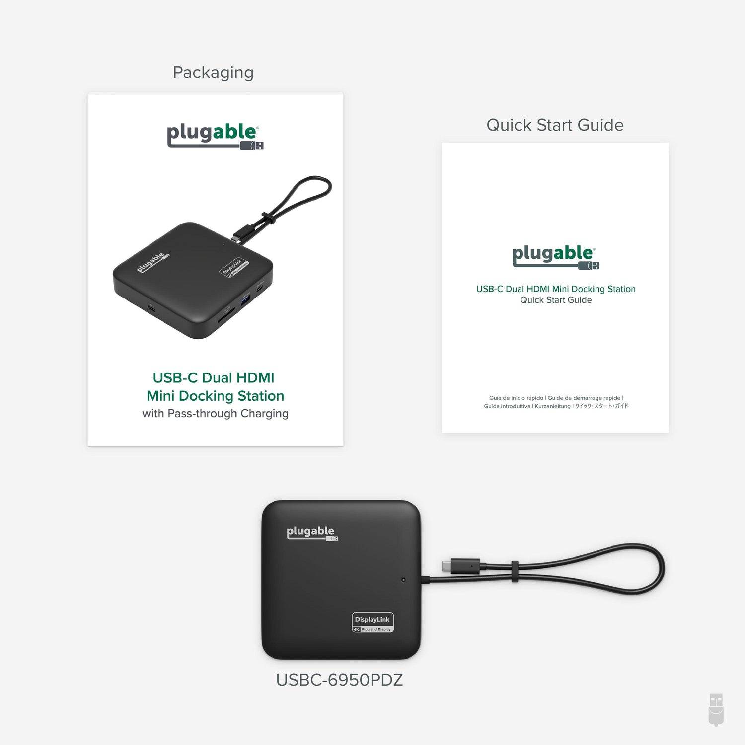 Plugable USB-C Dual HDMI Docking Station, 100W Pass Through Charging ...