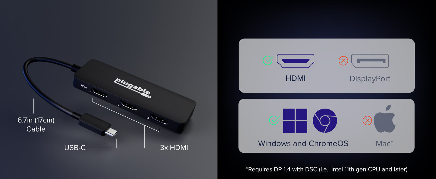 Plugable USB-C to HDMI Adapter for Triple Monitors ~ Plugable Technologies