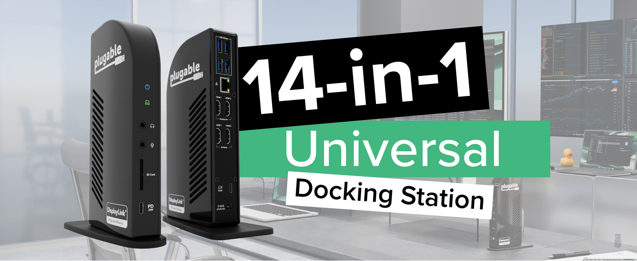 Plugable USB-C Docking Station for 4 Monitor Setup, 96W Laptop Chargin ...