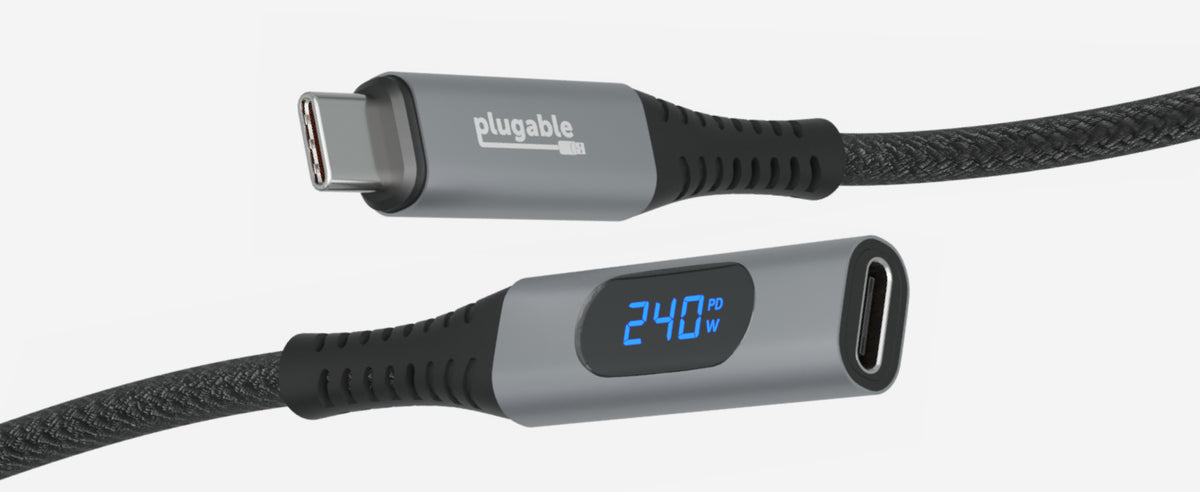 Plugable USB-C Extension Cable with Built-In Multimeter Tester, Fast C ...