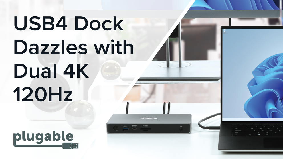 Plugable USB4 Dual Monitor Docking Station with 4K 120Hz HDMI, 100W Ch ...