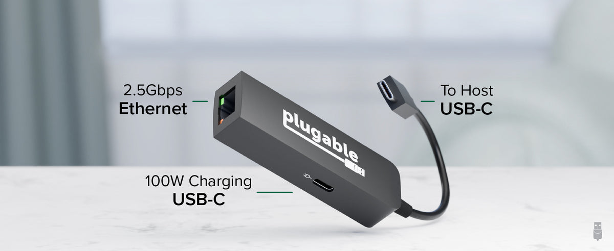 Plugable USB-C to 2.5 Gbps Ethernet Adapter with 100W USB-C Charging ~ Plugable Technologies