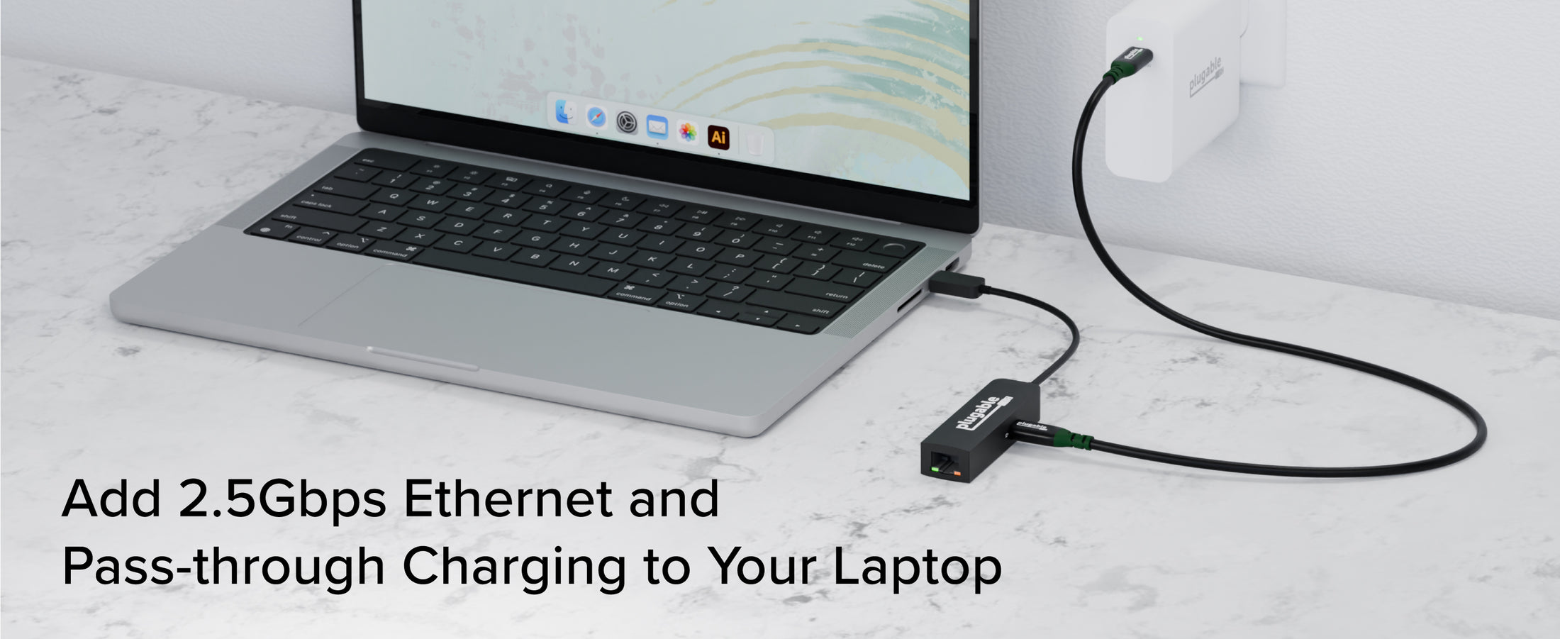 Plugable USB-C to 2.5 Gbps Ethernet Adapter with 100W USB-C Charging ...