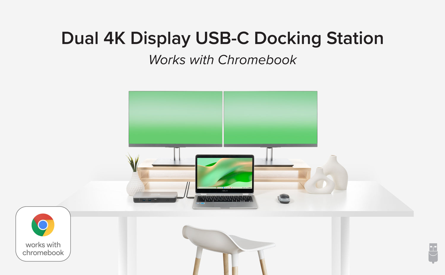 Plugable USB-C Dual Monitor Docking Station, Certified Works with Chro ...