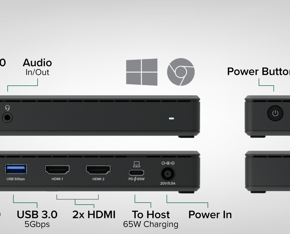 Plugable USB-C Dual HDMI Display Docking Station with 65W Laptop Charg ...