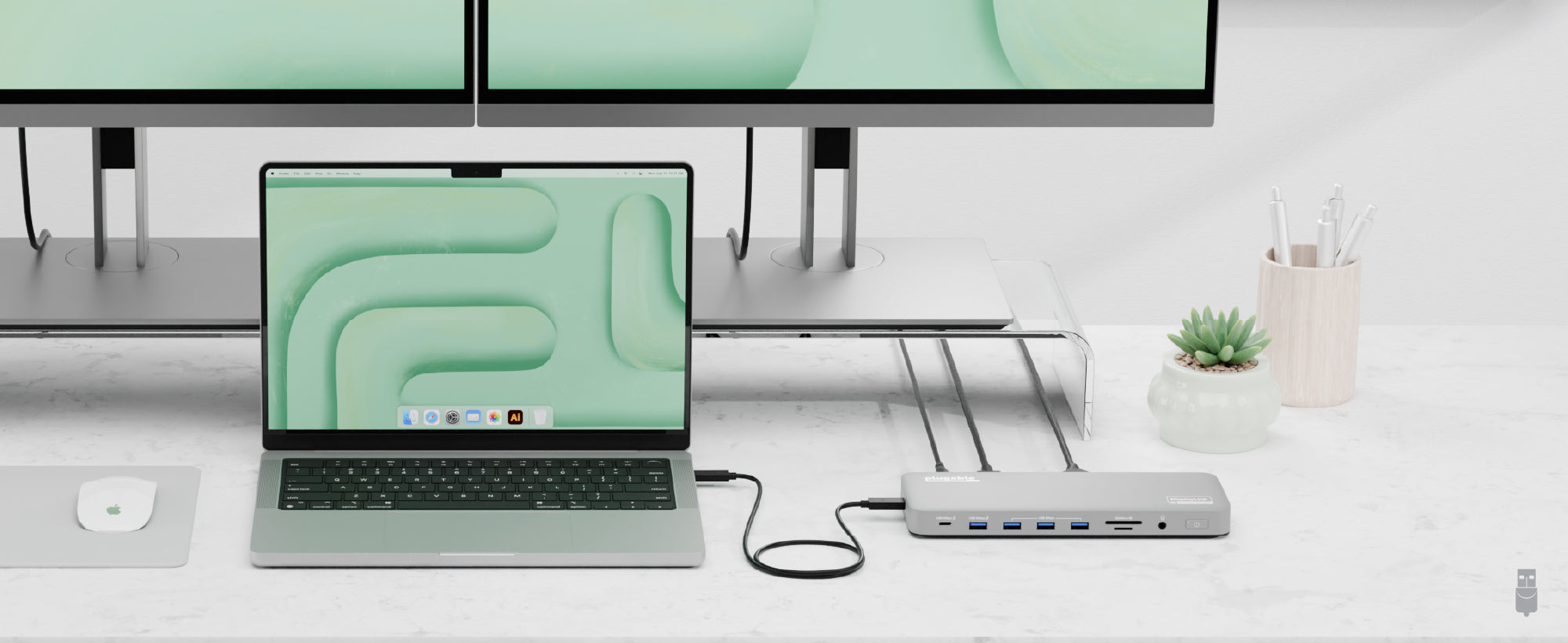Plugable USB-C Docking Station, Dual 4K Monitors, 100W Laptop Charging ...