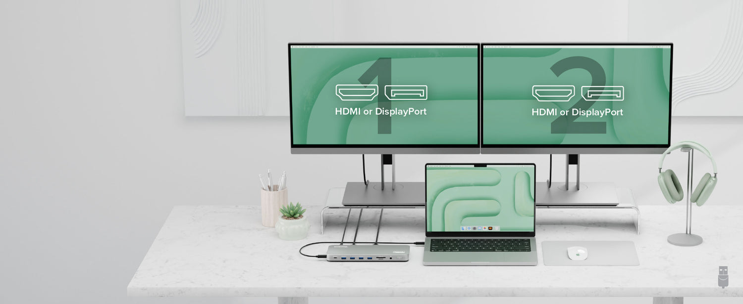 Plugable USB-C Docking Station, Dual 4K Monitors, 100W Laptop Charging ...