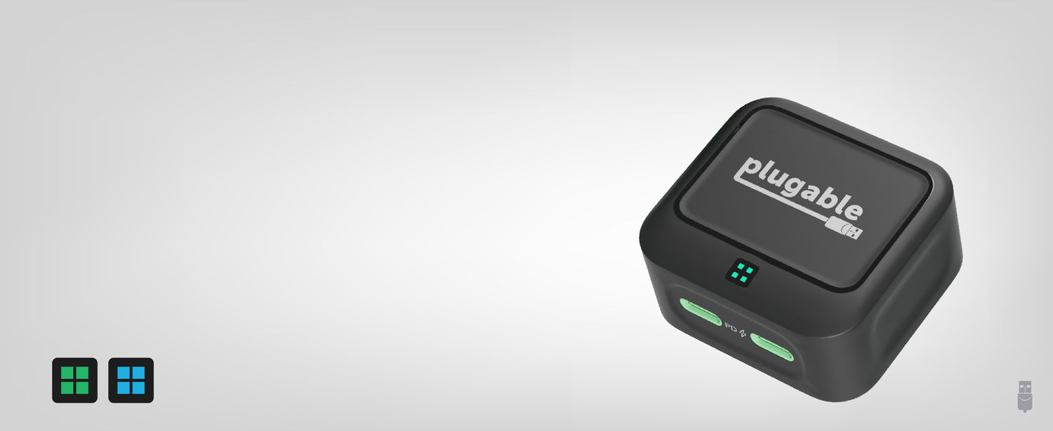 Plugable Dual USB-C Fast Charger, 40W - Black ~ Plugable Technologies