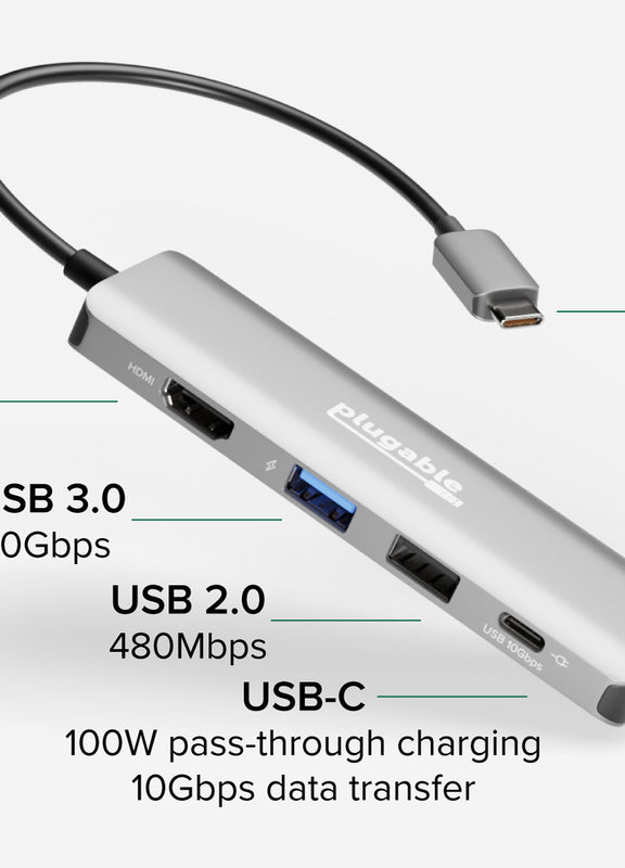 Plugable 4-in-1 USB-C Hub with 4K HDMI, 100W Charging ~ Plugable ...
