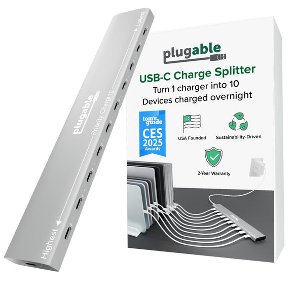 Plugable 10 Port USB-C Charging Station, 100W Priority Charging ...