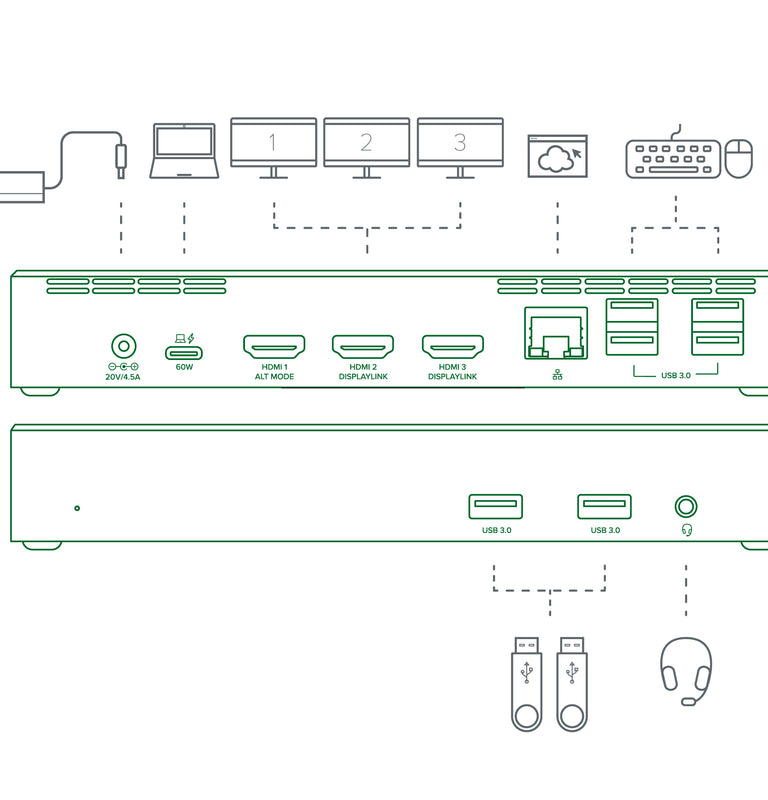 Plugable USB-C Triple Monitor Docking Station, 60W Laptop Charging ...