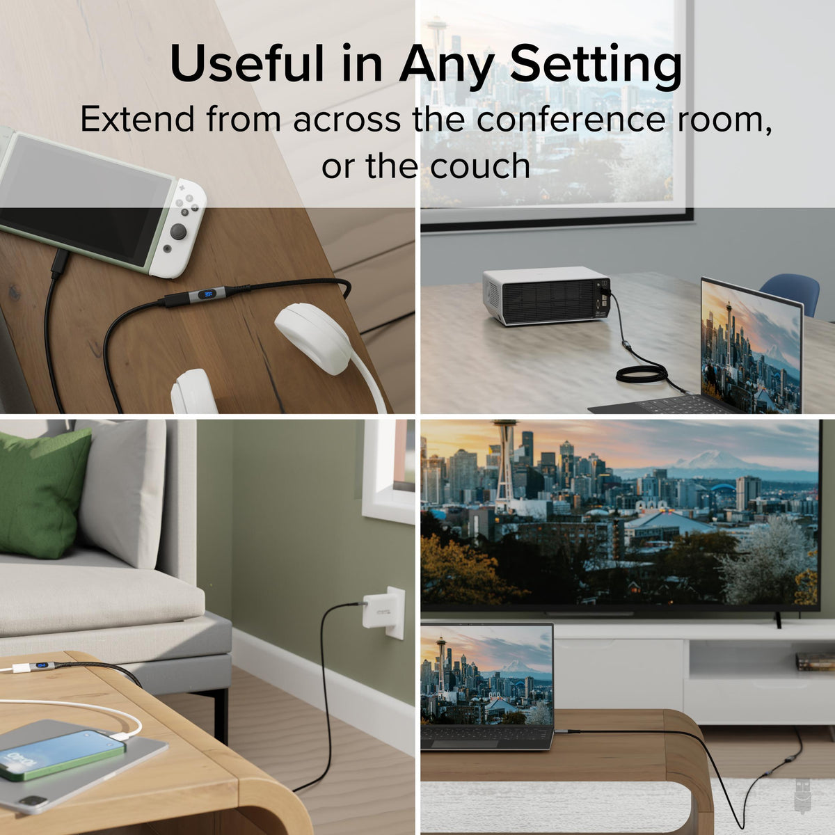 Plugable USB-C Extension Cable with Built-In Multimeter Tester, Fast C ...