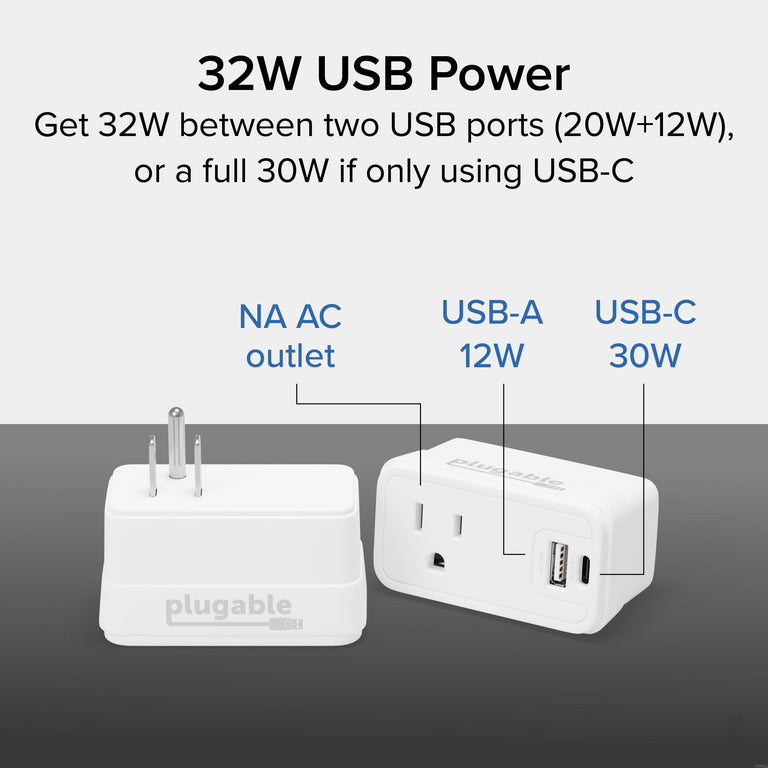 Plugable Outlet Extender with USB and USB-C Charger ~ Plugable Technologies