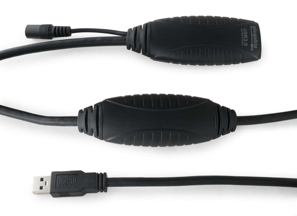 Plugable USB 3.0 10M (32ft) Extension Cable with Power Adapter and Bac ...