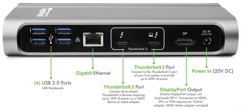 Plugable TBT3-UDV Thunderbolt™ 3 Dock with Host Charging (Supports ...