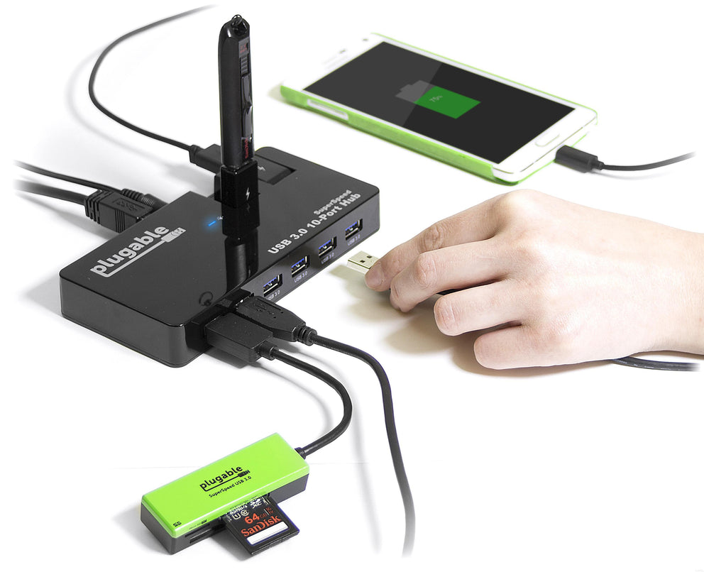 Plugable USB 3.0 10-Port Hub with 50W Power Adapter ~ Plugable Technologies