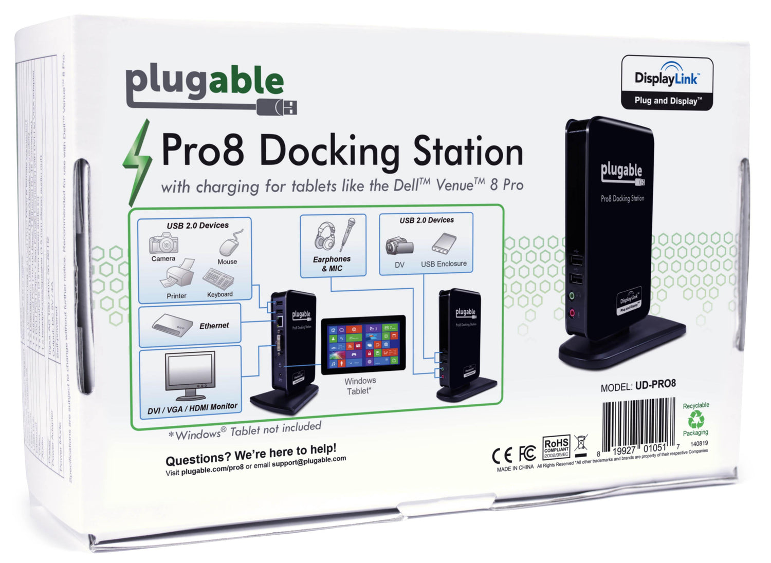 Plugable Pro8 Docking Station for Tablets like the Dell Venue 8 Pro ...