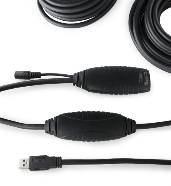Plugable USB 3.0 10M (32ft) Extension Cable with Power Adapter and Bac ...