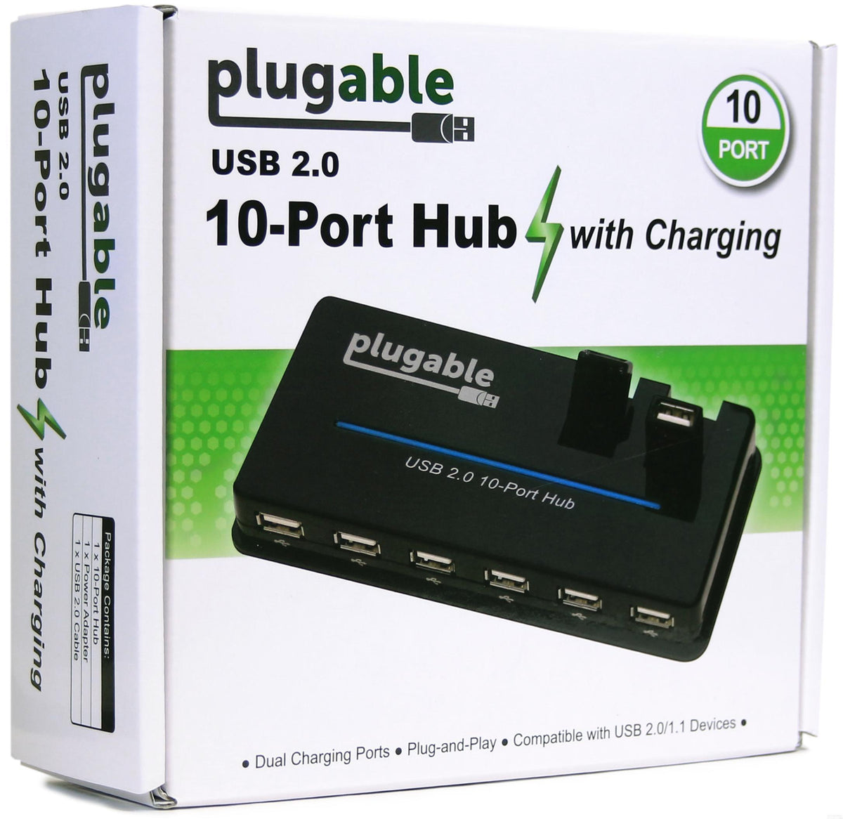 Plugable USB 2.0 10-Port Hub with 20W Power Adapter ~ Plugable Technologies