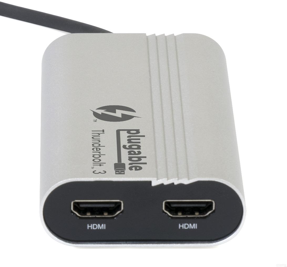 Plugable Thunderbolt™ 3 Dual Display HDMI 2.0 Adapter for Mac and Wind ...