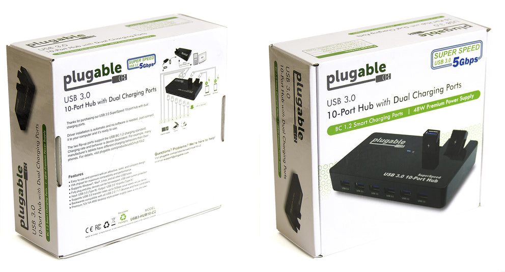 Plugable USB 3.0 10-Port Hub with 50W Power Adapter ~ Plugable Technologies