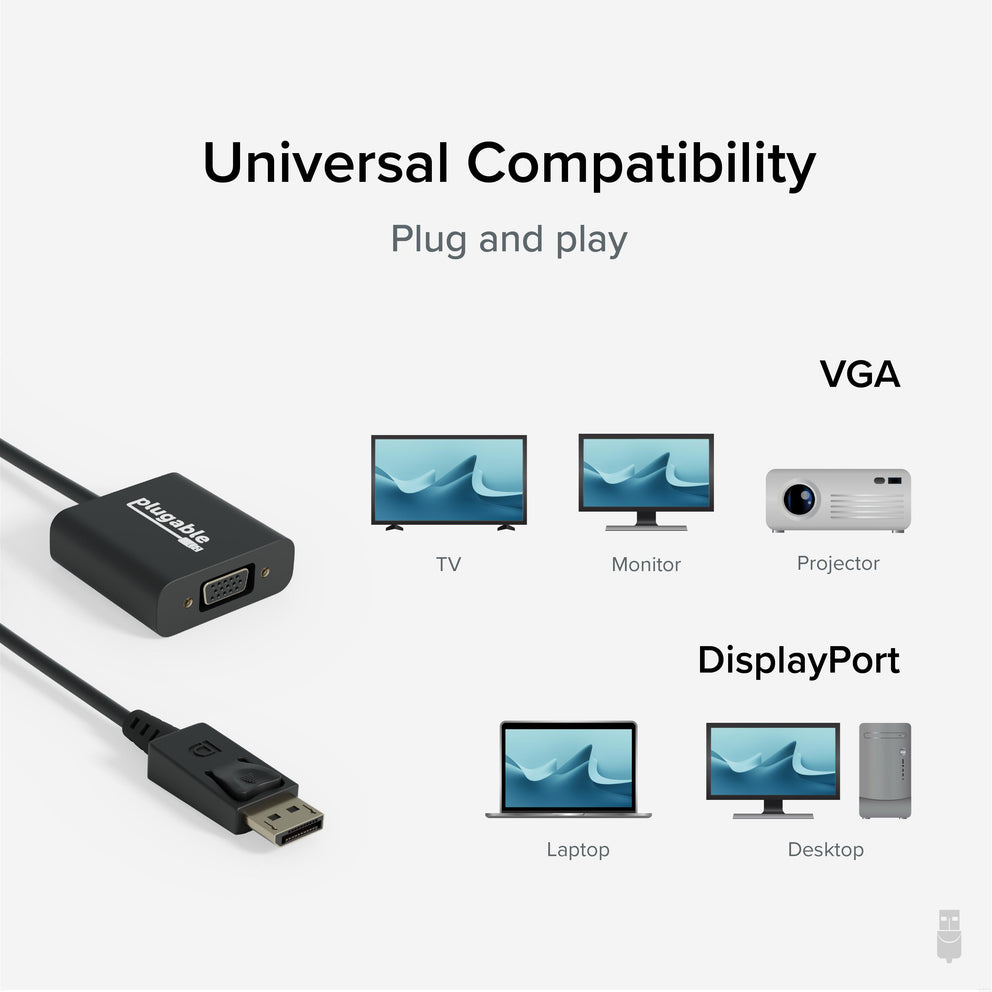 Plugable DisplayPort to VGA Adapter (Active) ~ Plugable Technologies