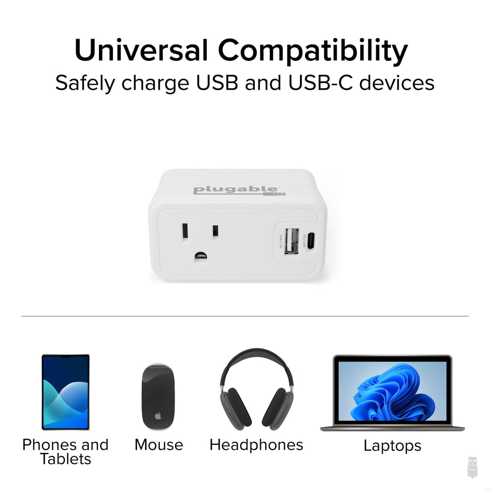 Plugable Outlet Extender with USB and USB-C Charger ~ Plugable Technologies