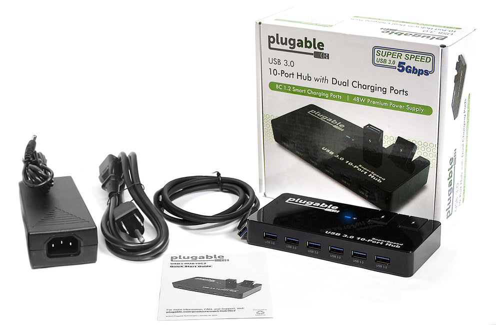 Plugable USB 3.0 10-Port Hub with 50W Power Adapter ~ Plugable Technologies