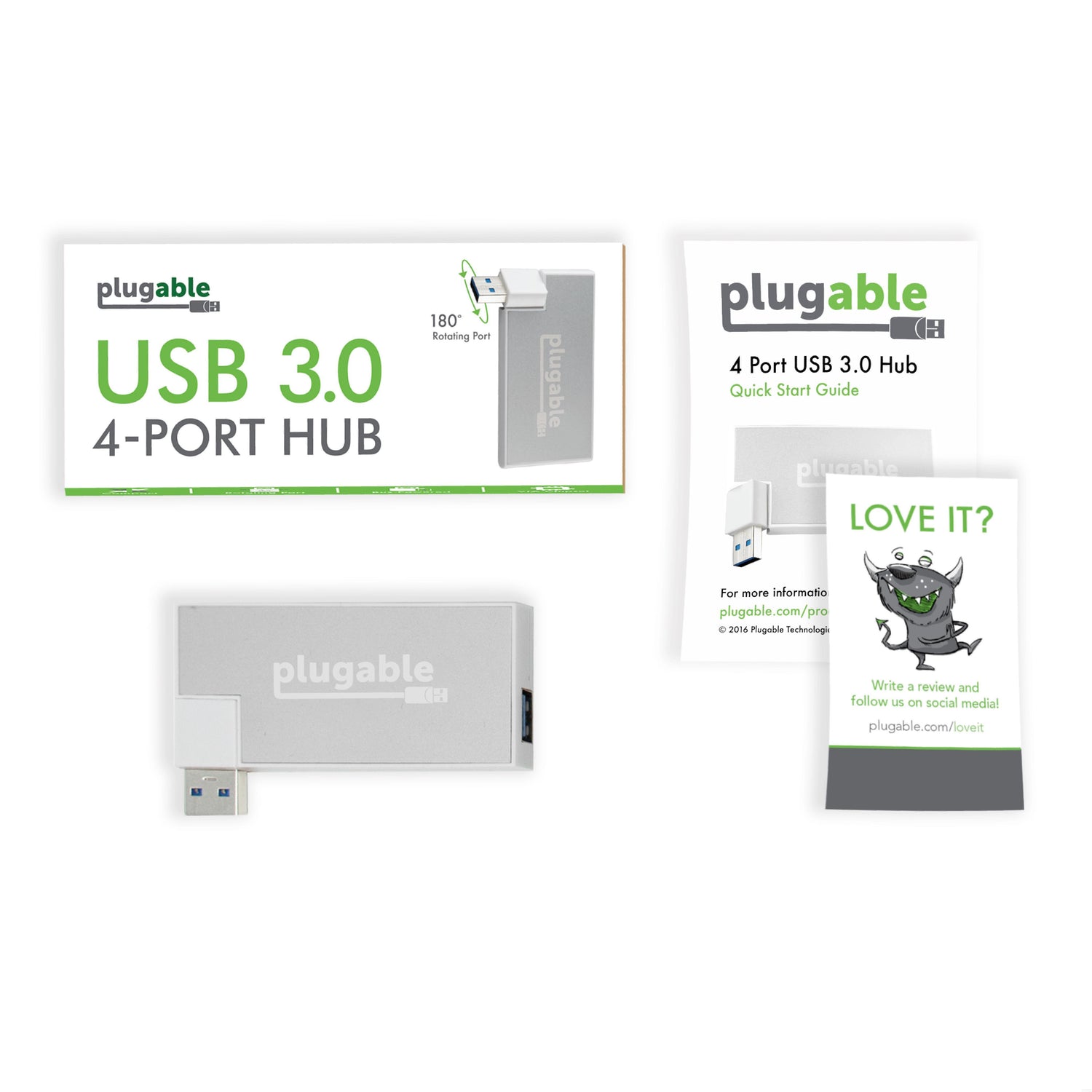 Plugable Rotating 4-Port USB 3.0 Portable Bus Powered Hub ~ Plugable ...