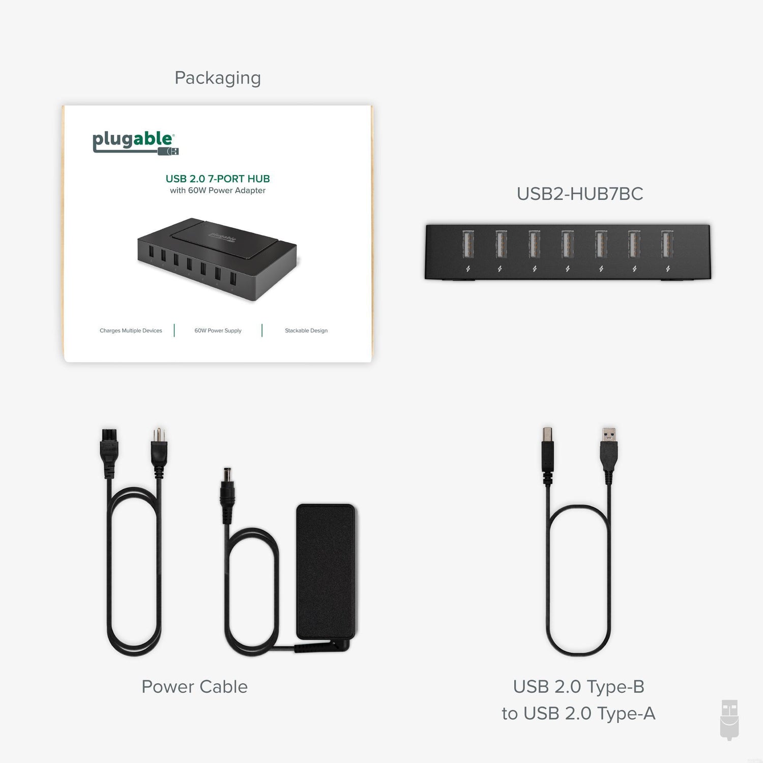 Plugable USB 2.0 7-Port Hub with 60W Power Adapter ~ Plugable Technologies