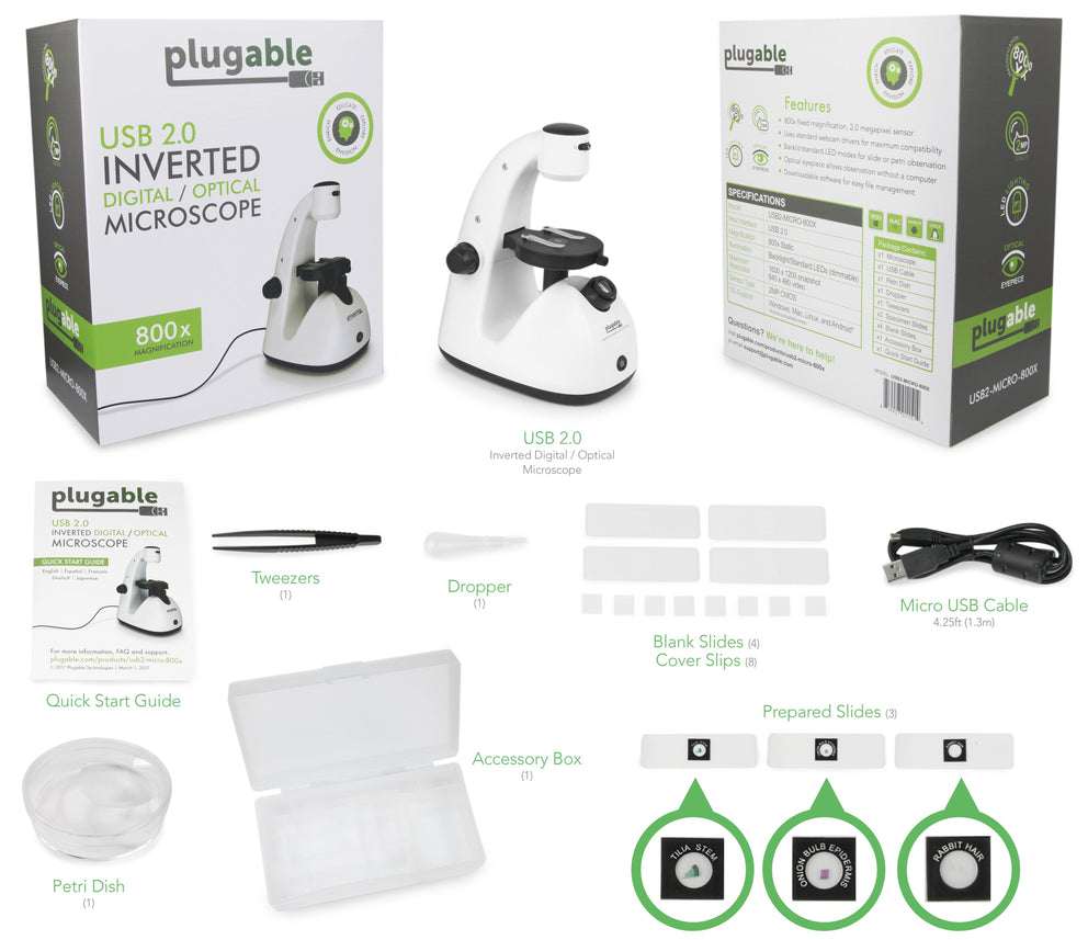 Plugable 800x Inverted Digital/Optical USB Microscope ~ Plugable ...