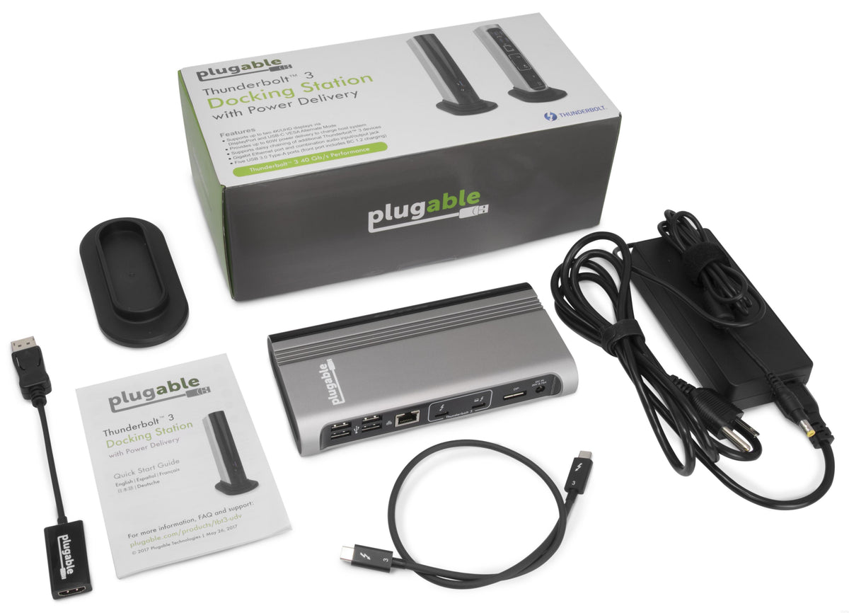 Plugable TBT3-UDV Thunderbolt™ 3 Dock with Host Charging (Supports Single HDMI or DisplayPort ...