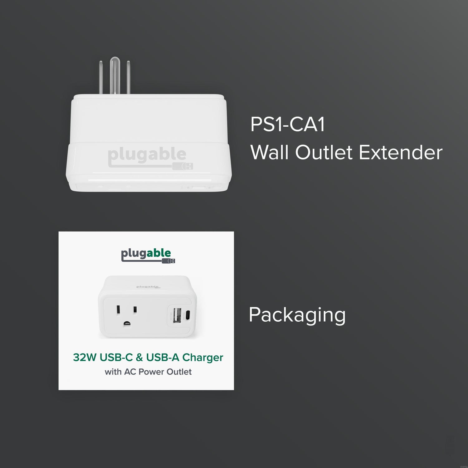 Plugable Outlet Extender with USB and USB-C Charger ~ Plugable Technologies